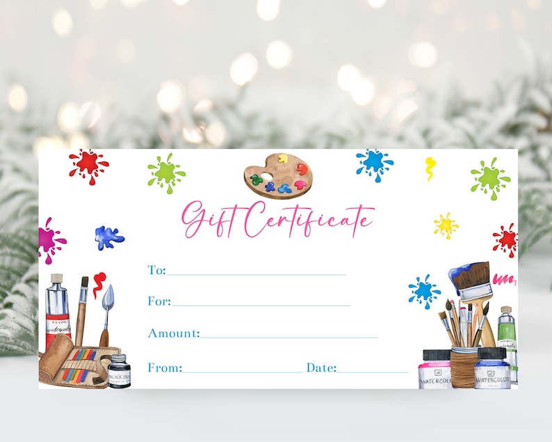 Editable Art Gift Certificate Voucher Template Painting Class - Etsy