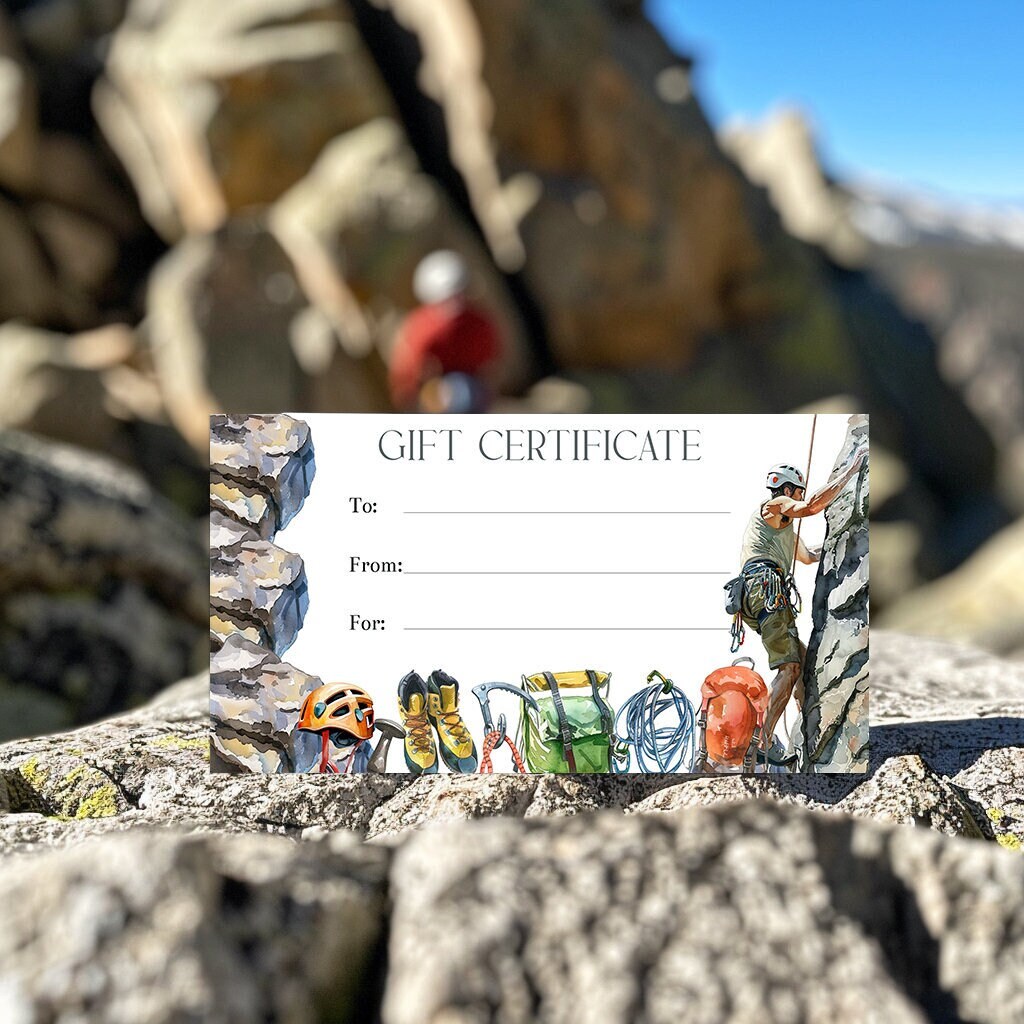 Printable Rock Climbing Gift Certificate Template Rock Climbing Gift ...