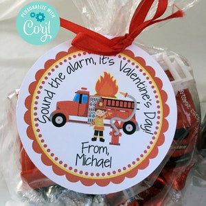 Editable Fireman Valentine, Fire Truck Valentine, Printable Valentines ...