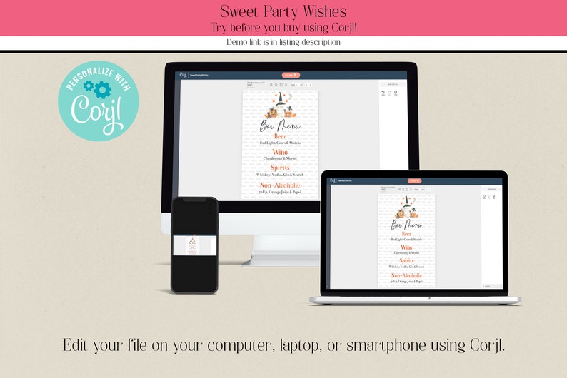 Editable Ghost Bar Menu Sign Halloween Party Decorations - Etsy