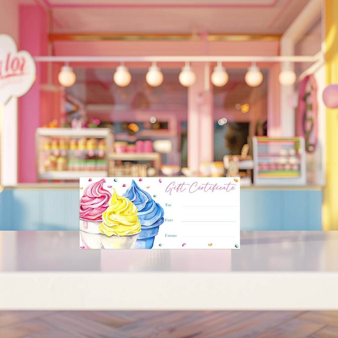 Frozen Yogurt Gift Certificate Editable Frozen Yogurt Coupon Voucher ...