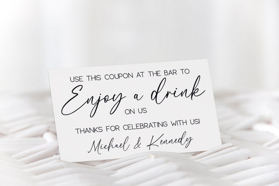 Wedding Drink Ticket Bar Voucher Wedding Reception Card - Etsy