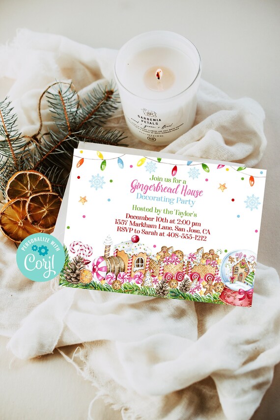 Editable Gingerbread Party Invitation Template, Gingerbread House ...