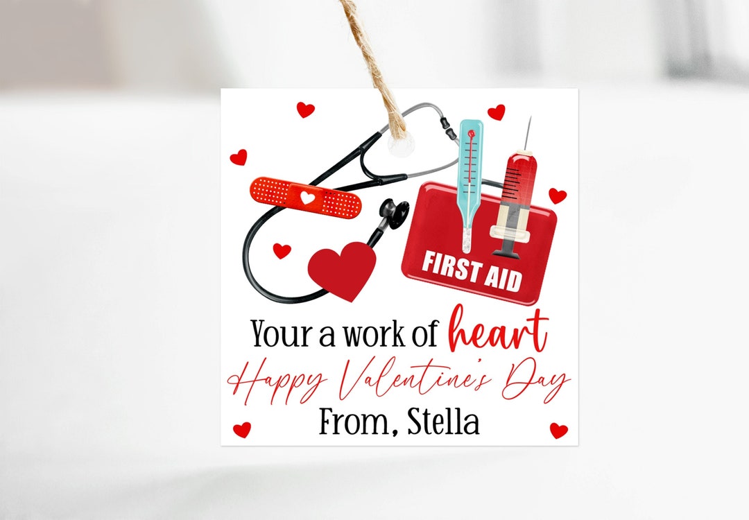 Printable Nurse Valentine Tag Your A Work of Heart Editable Nursing ...