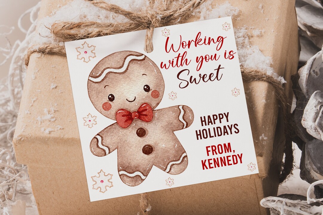 Printable Gingerbread Co-worker Christmas Tag Working With You is Sweet ...