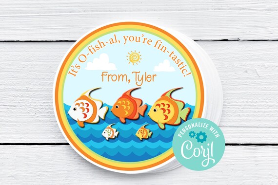 Printable Valentines Tags, It's O-Fish-Al, You're Fin-Tastic Fish ...