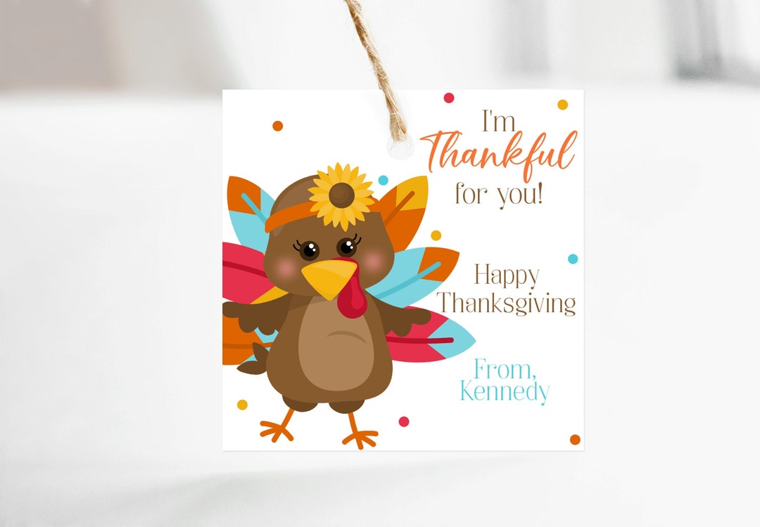 Editable Turkey Thanksgiving Tag Printable Turkey Tag I'm Grateful for ...