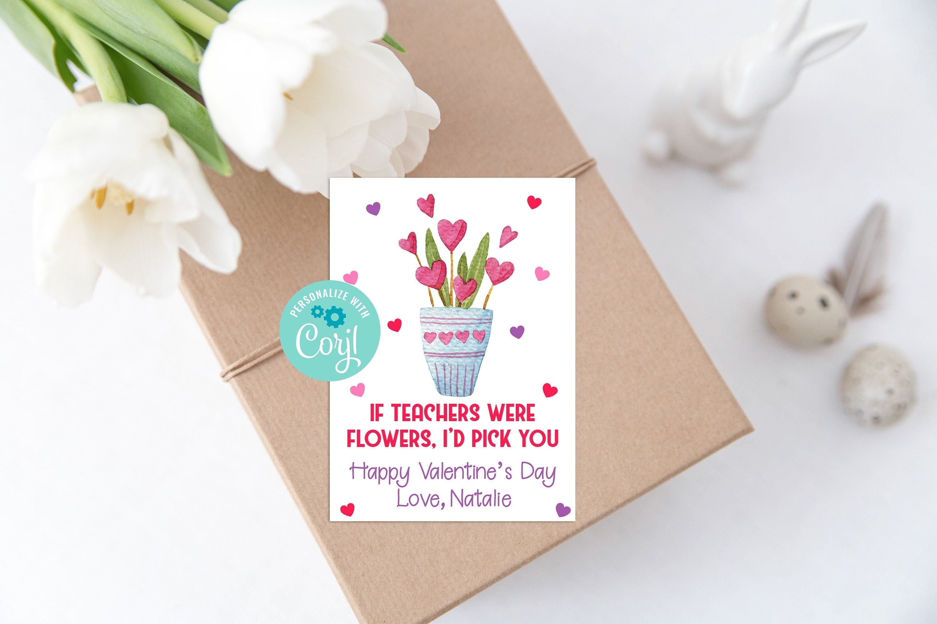 Editable Teacher Valentine Tag If Teachers Were Flowers - Etsy