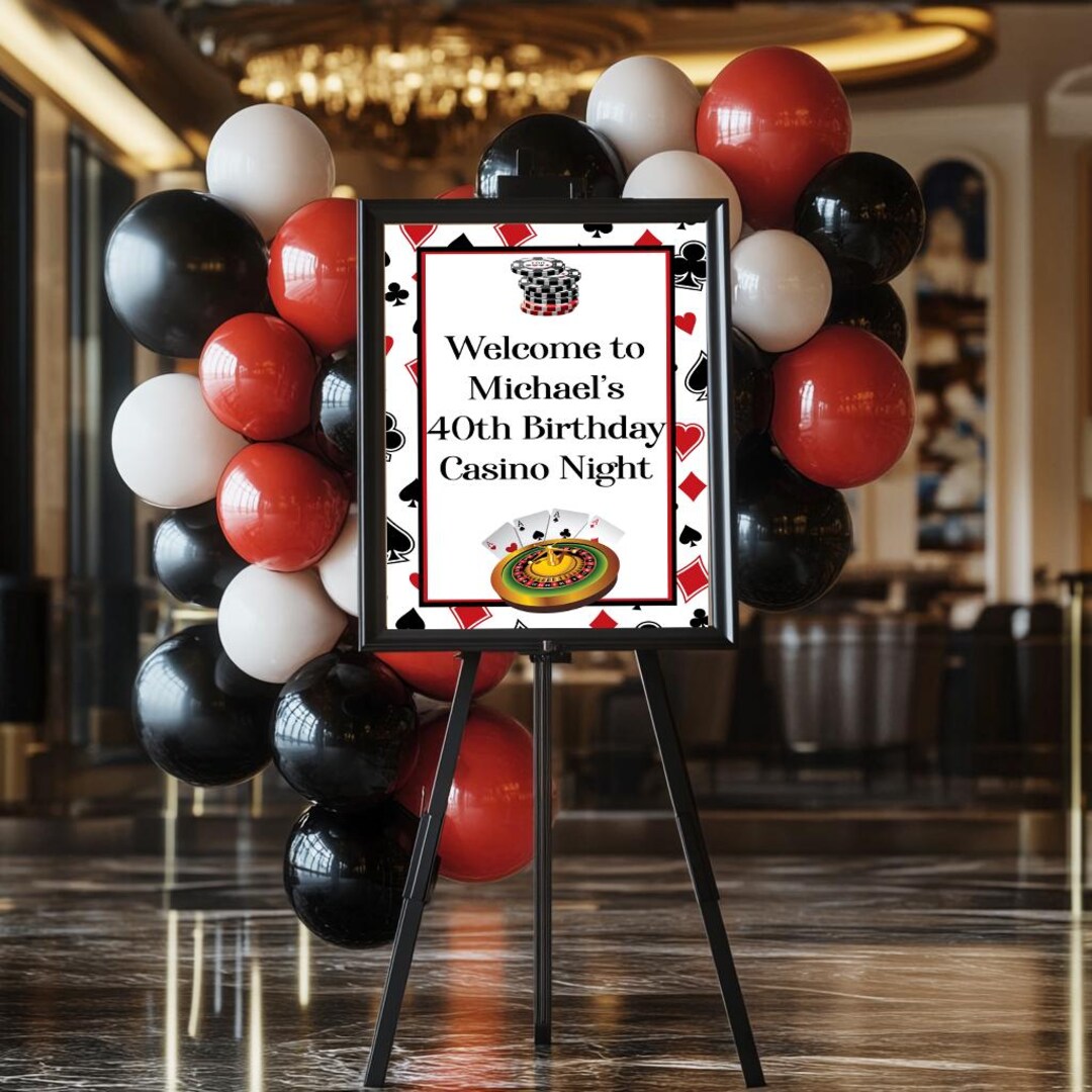 Casino Welcome Sign 36x24 Las Vegas Casino Party Sign Poker Night ...