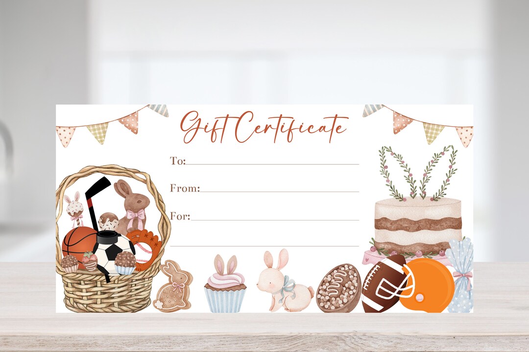 Editable Sports Easter Gift Certificate Template, Sports Gift Voucher ...