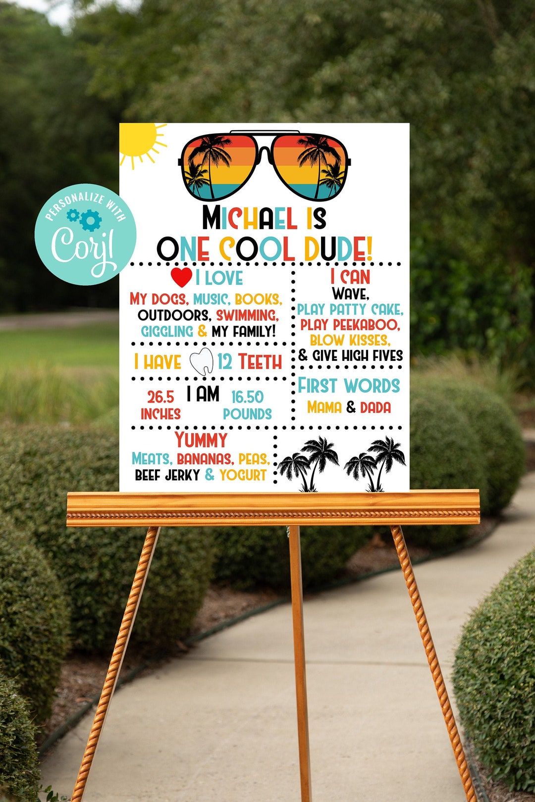 Editable One Cool Dude Sign, Milestone Sign, 1st Birthday, First ...