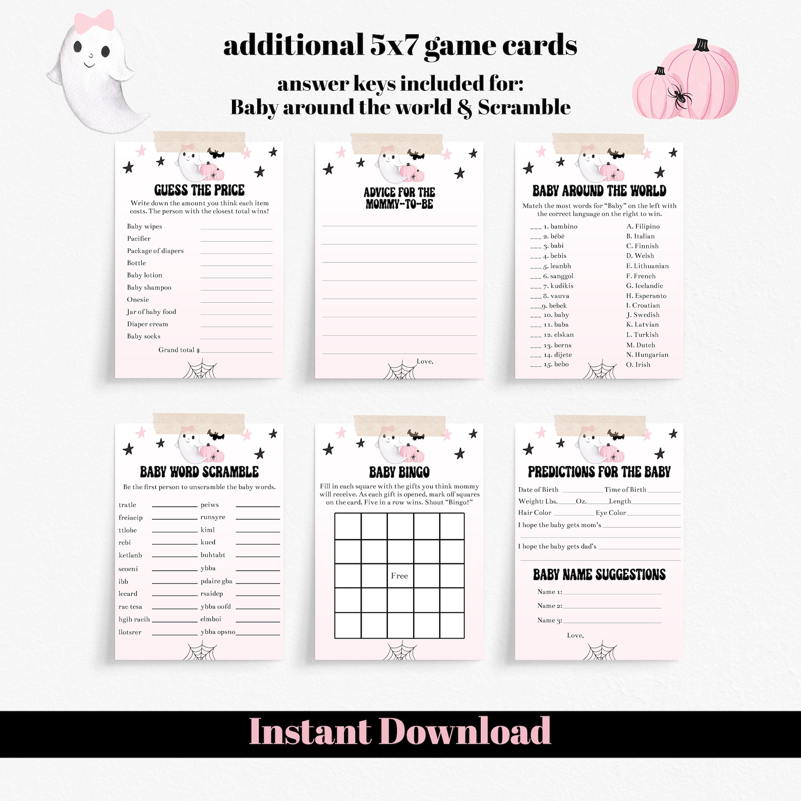 A Little Boo is Due Game Bundle Baby Shower Games Set Boo Baby - Etsy