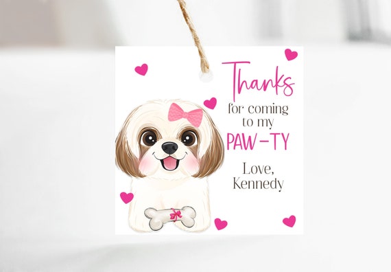Editable Shihtzu Puppy Favor Tag | Puppy Party | Puppy Pawty ...
