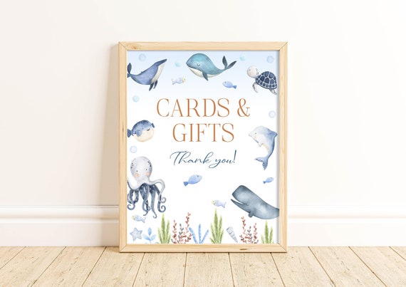 Ocean and Sea Cards and Gifts Sign, Printable Gift Table Sign, Sea ...
