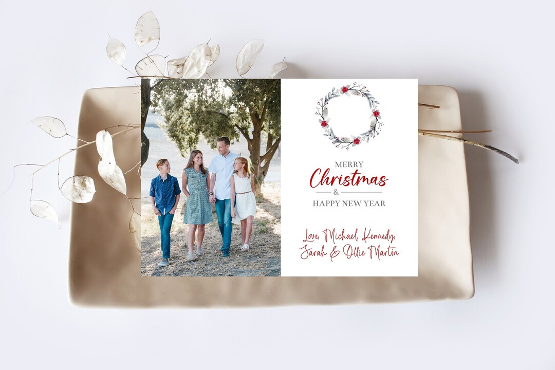 Printable Christmas and New Year Card Template Editable Holiday Card ...