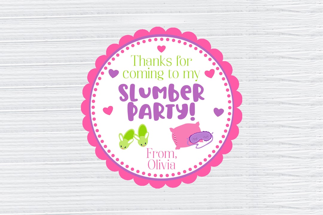 Slumber Party Favor Tags, Sleepover Birthday Party Gift Tags, Girls ...