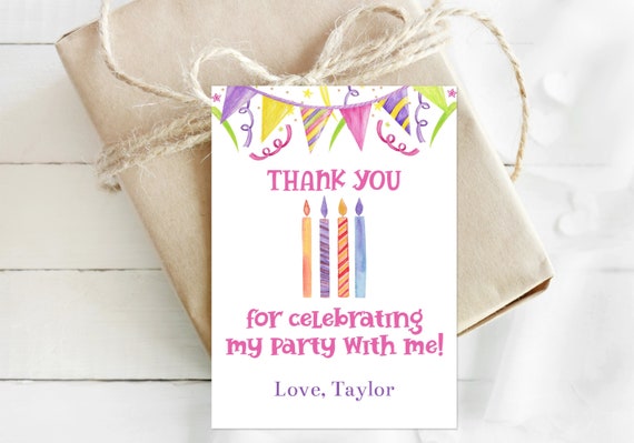 Editable 4th Birthday Favor Tag Four Year Old Birthday Party ...