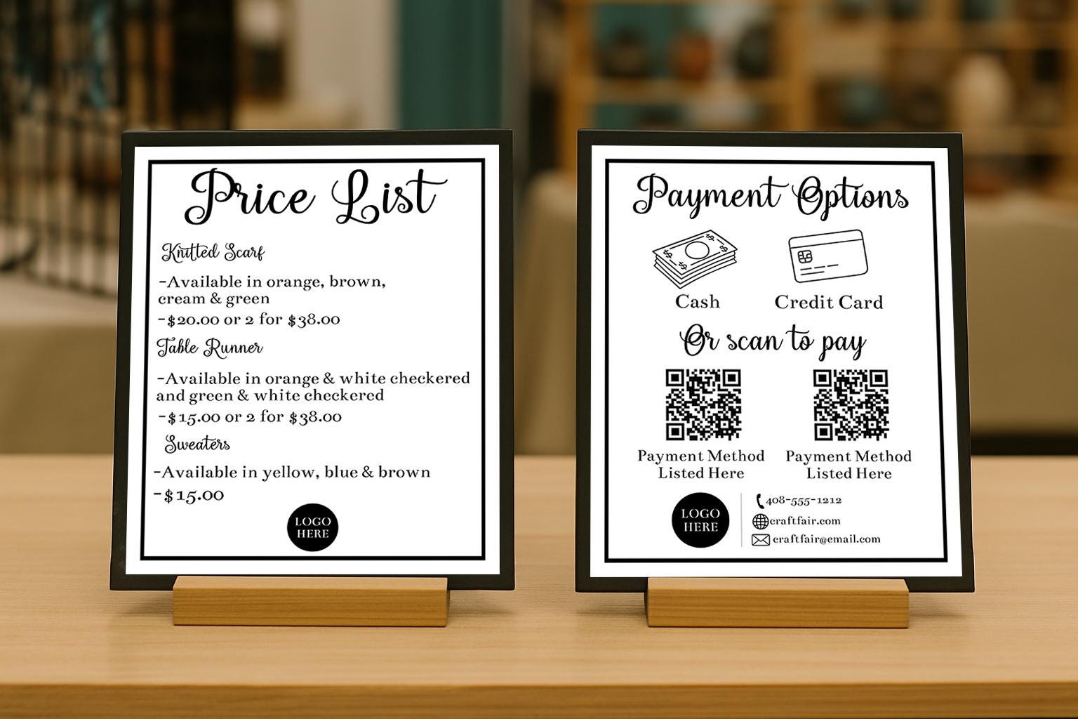 Craft Fair Show Vendor Template Bundle, Editable Vendor Price List Sign ...