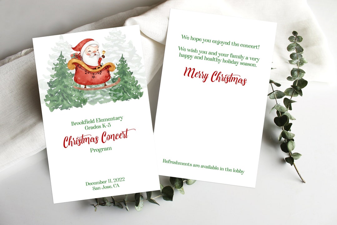 Editable Santa Claus Christmas Concert Program Template, Musical ...