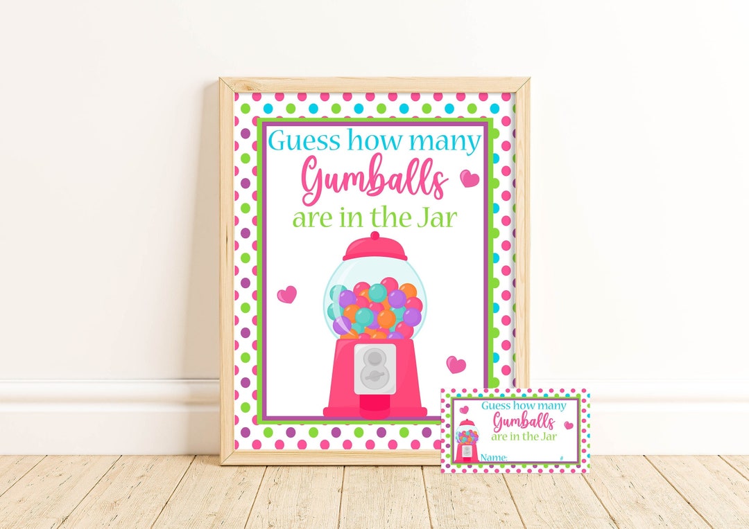 Gumball Guess How Many Sign Candy Birthday Party Decorations Gumball ...