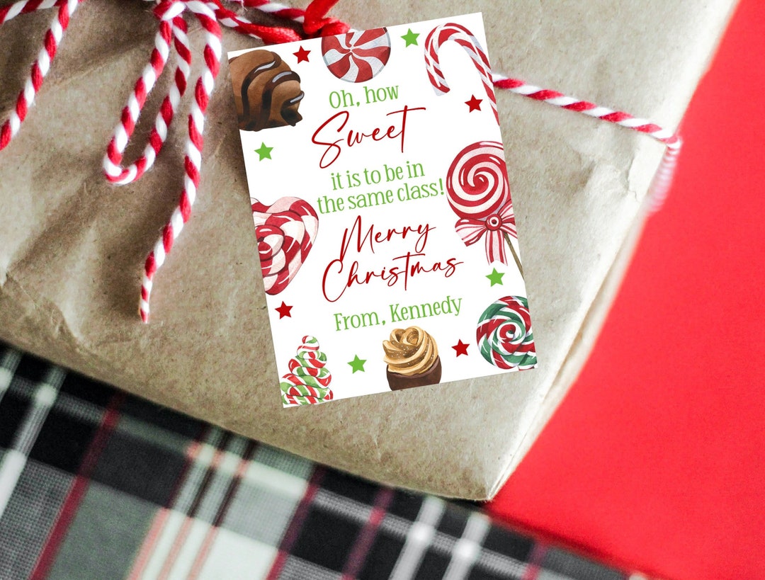 Editable Classroom Christmas Tag Oh How Sweet It is to Be in - Etsy