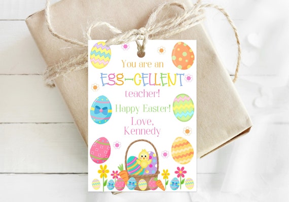 Editable You Are An Egg-Cellent Teacher Easter Treat Tag, Printable ...