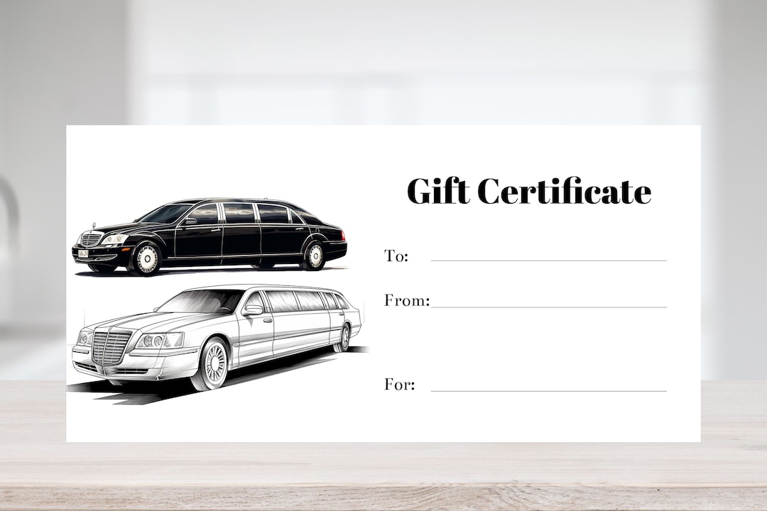 Printable Car Transportation Gift Certificate Template Chauffeur ...