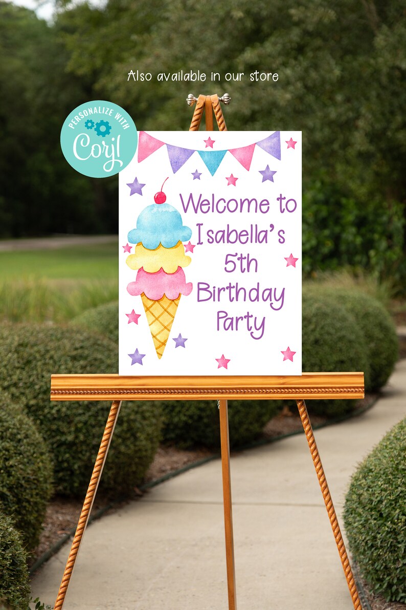 Sundae Funday Sign, Ice Cream Bar Sign, Ice Cream Birthday Party ...