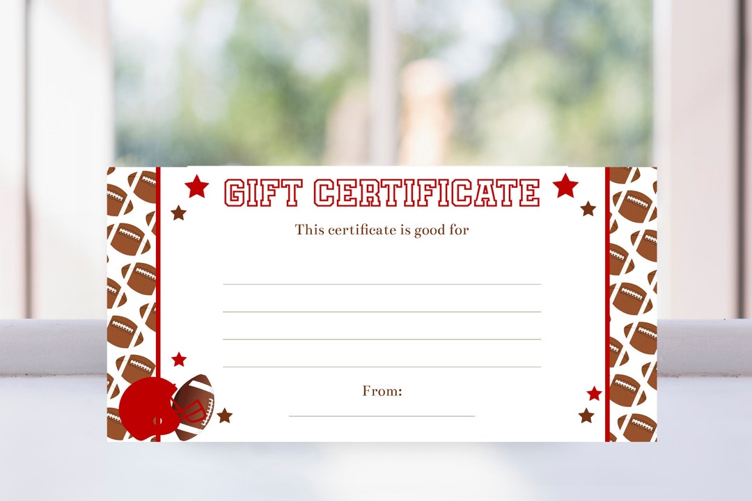 Editable Football Gift Certificate Template, Sporting Event Coupon ...