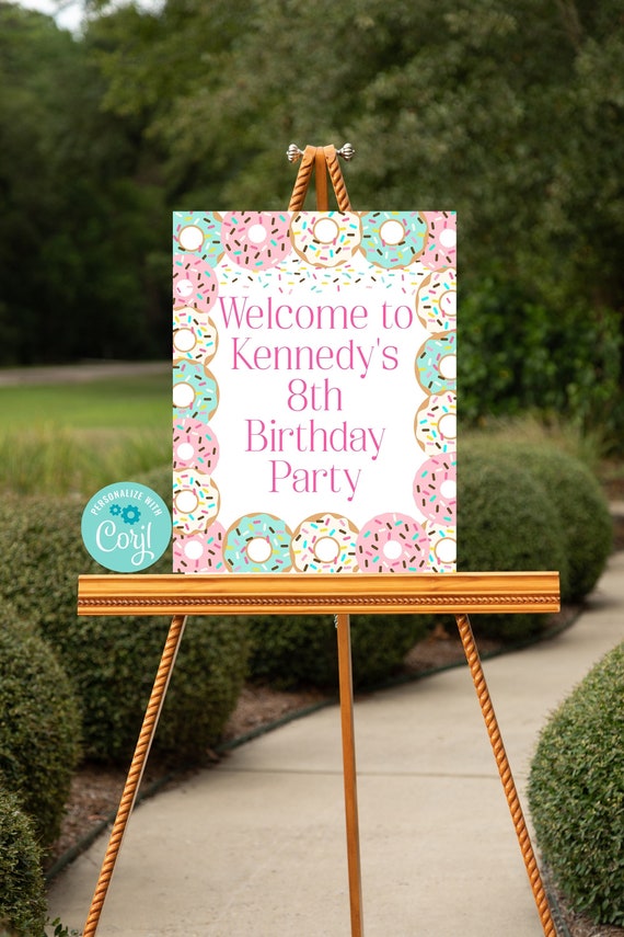 Donut Welcome Sign Template, Two Sweet, Donut Baby Shower Sign, Donut ...