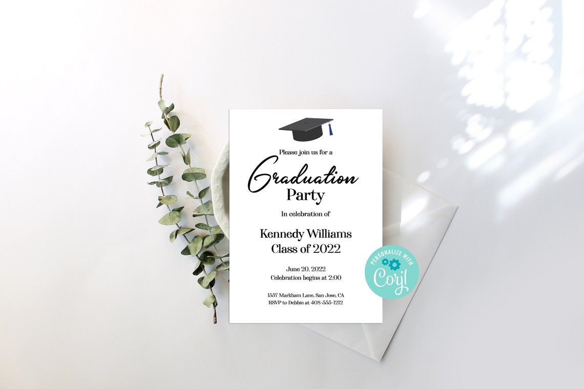 Printable Minimalist Graduation Party Invitation Template - Etsy