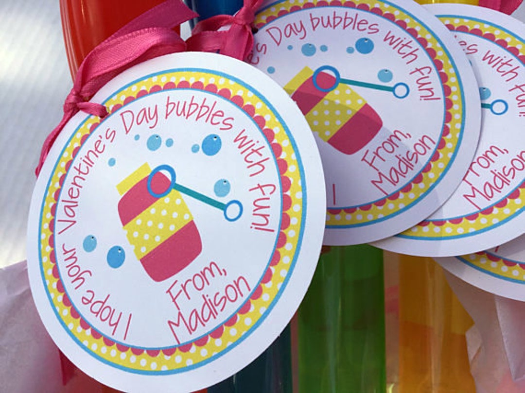 School Valentine, Bubble Favor Tag, Valentine's Day, Bubble, Valentine ...