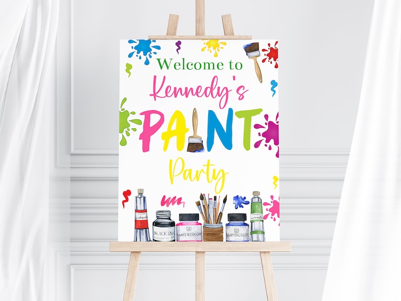 Editable Paint Party Welcome Sign Template Printable Painting Party ...