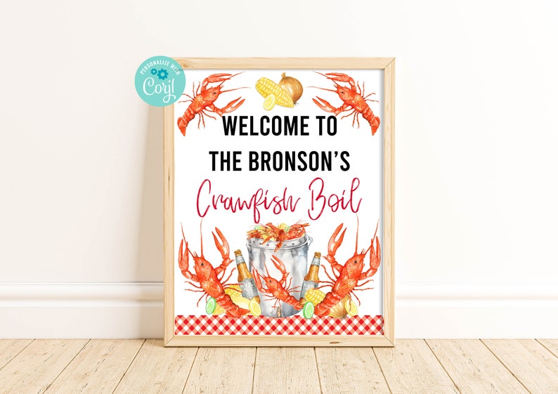 Editable Crawfish Boil Welcome Sign, Crawfish Party, Crawfish Birthday ...