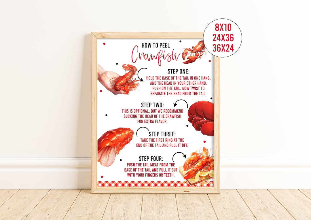 Printable How to Peel Crawfish Sign, Crawfish Boil Party Decorations ...