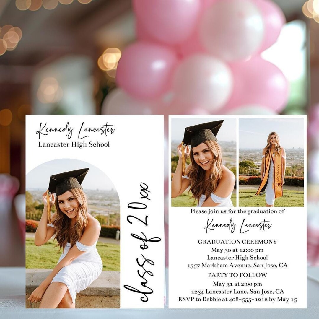 Editable Modern Arch Class of 2025 Graduation Announcement Template ...