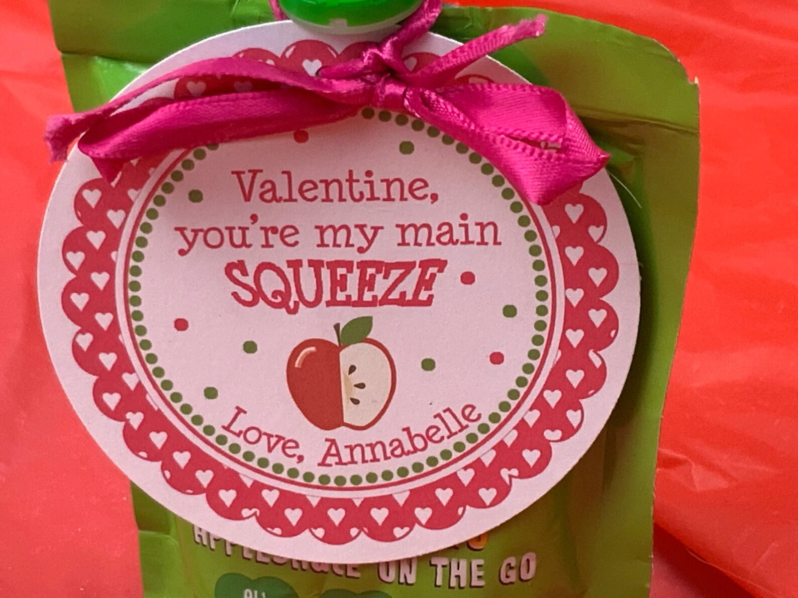 Valentine's Day Main Squeeze Tag Applesauce Valentine - Etsy