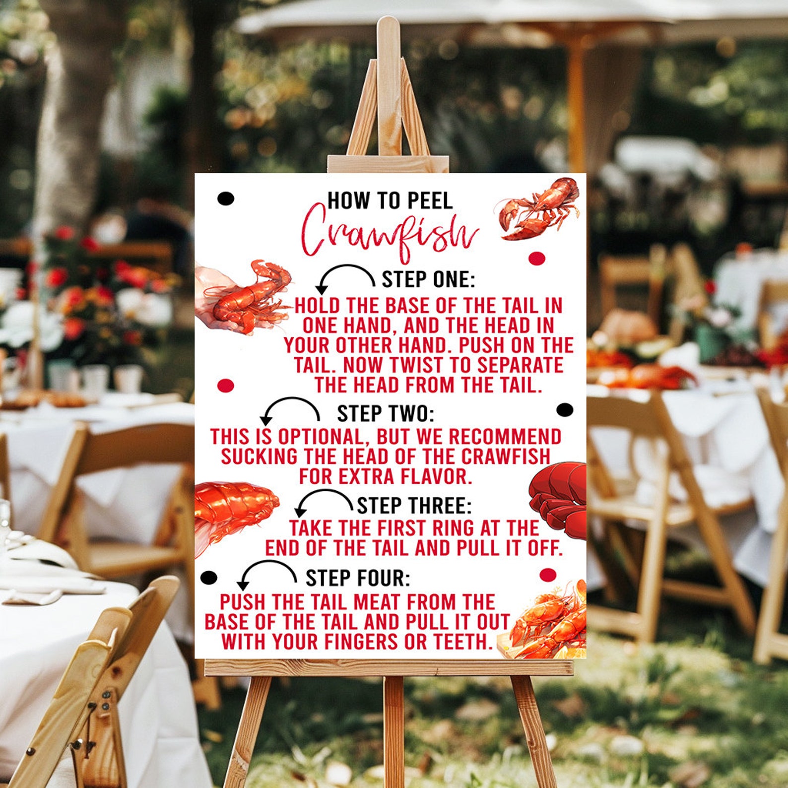 Printable How to Peel Crawfish Sign, Crawfish Boil Party Decorations ...