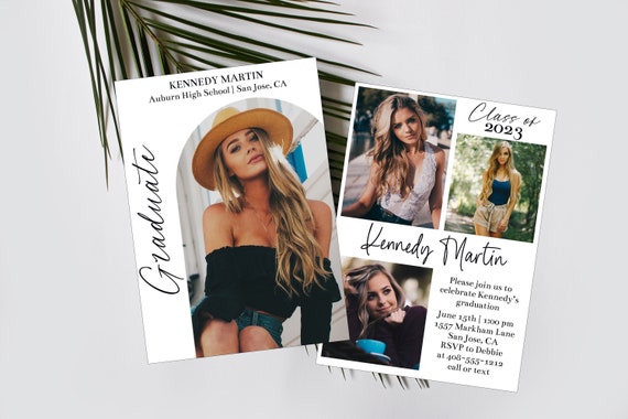 Editable Class of 2023 Arch Graduation Photo Announcement Template ...