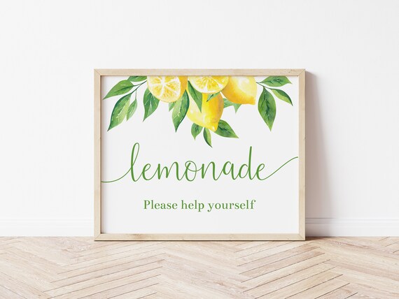 Lemonade Sign, Lemon Bridal Shower, Printable Beverage Sign, Drinks ...