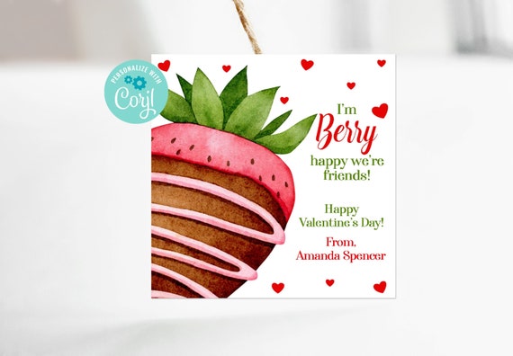 Editable Berry Happy We're Friends Valentine Tag, Teacher Valentine ...
