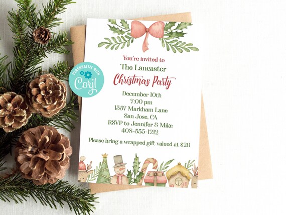Editable Christmas Party Invitation, Snowman Invite, Winter Party ...