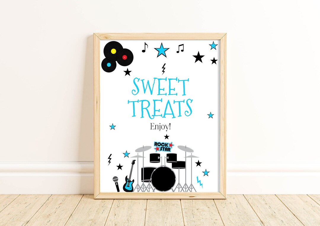 Rockin One Sweet Treats Sign Music Birthday Party Music Party - Etsy
