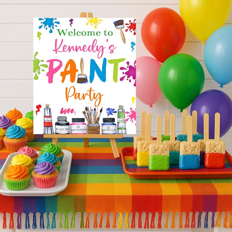 Editable Paint Party Welcome Sign Template Printable Painting Party ...
