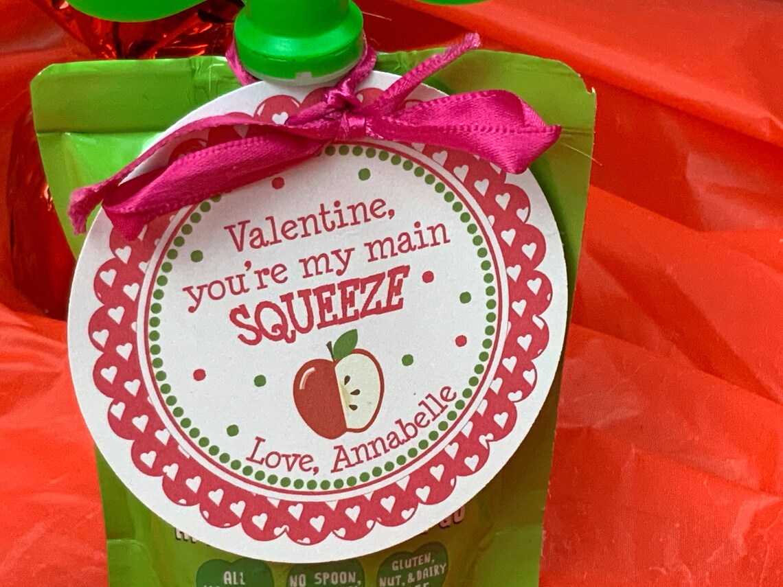 Valentine's Day Main Squeeze Tag Applesauce Valentine - Etsy
