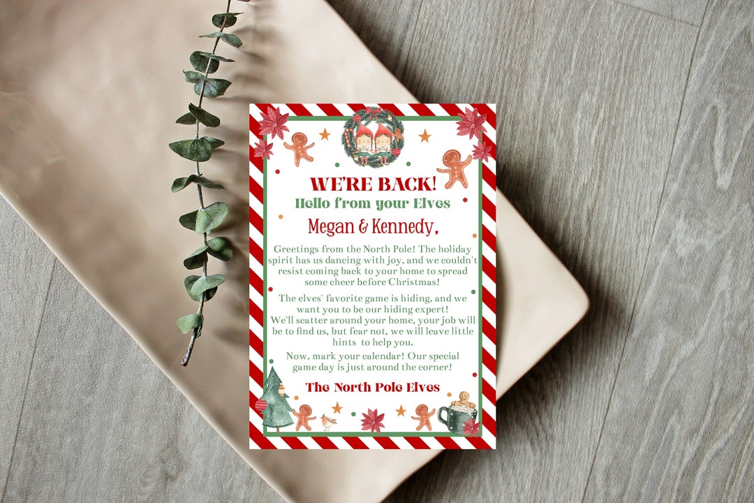 Editable We're Back Girl Twin Elves Letter Template, Printable Girl ...