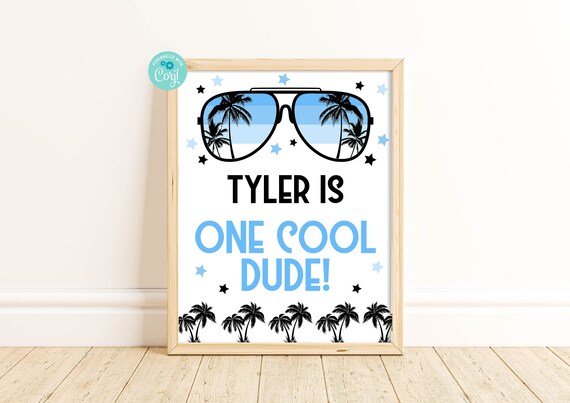 Editable One Cool Dude Sign, 1st Birthday, First Birthday Party ...