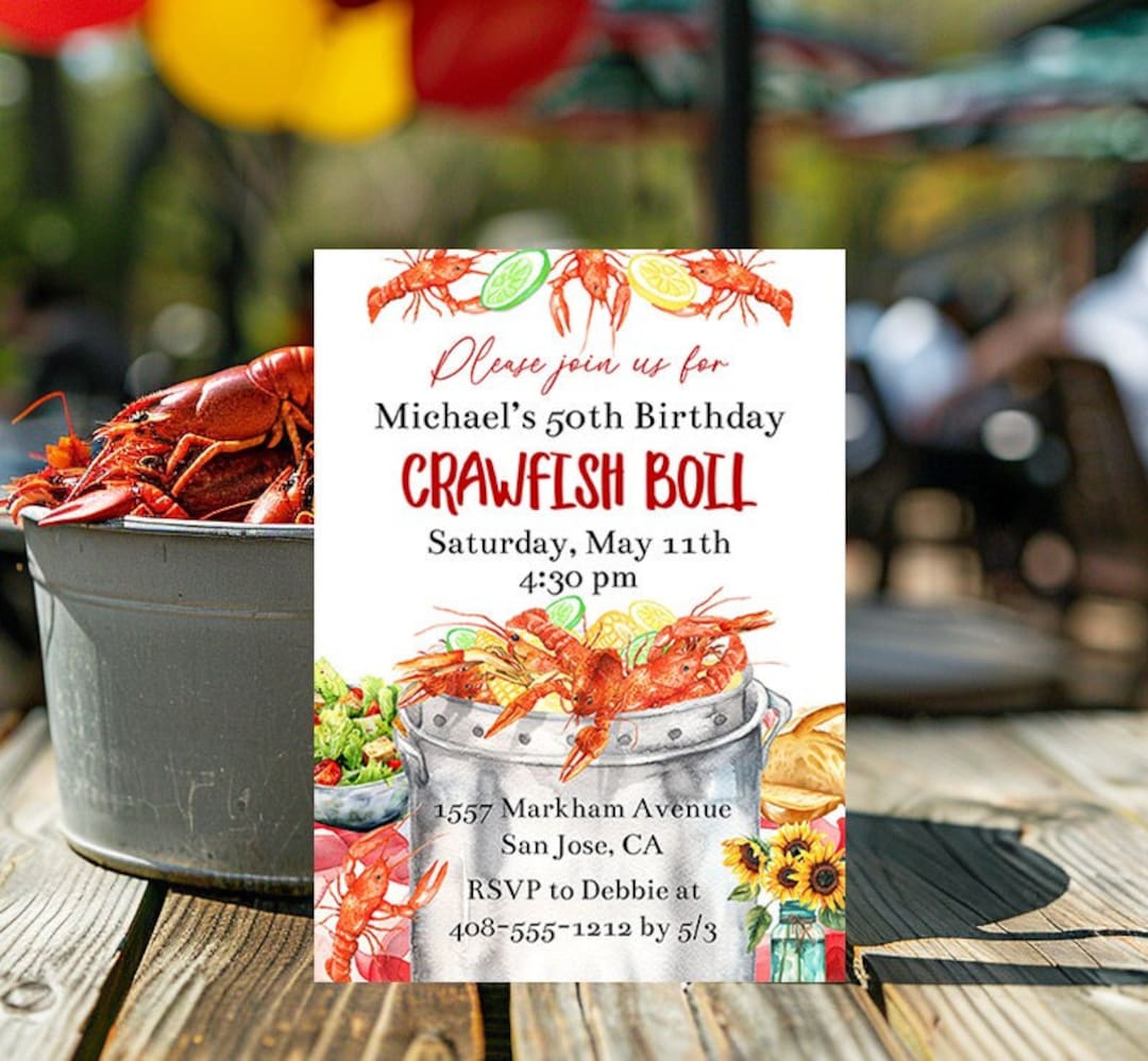 Crawfish Boil Invitation Template Editable Crawfish Boil Invite ...