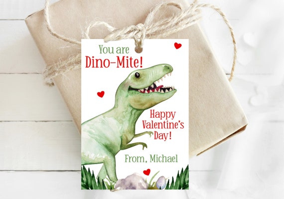 Editable Dinosaur Valentine Tag For Kids at School, You are Dino-mite ...
