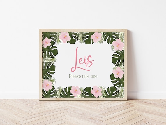 Luau Leis Sign Printable Luau Party Decorations Luau | Etsy